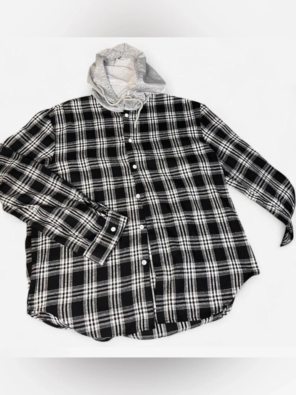 Manfinity | Jackets & Coats | Manfinity Mens Black White Plaid Flannel ...